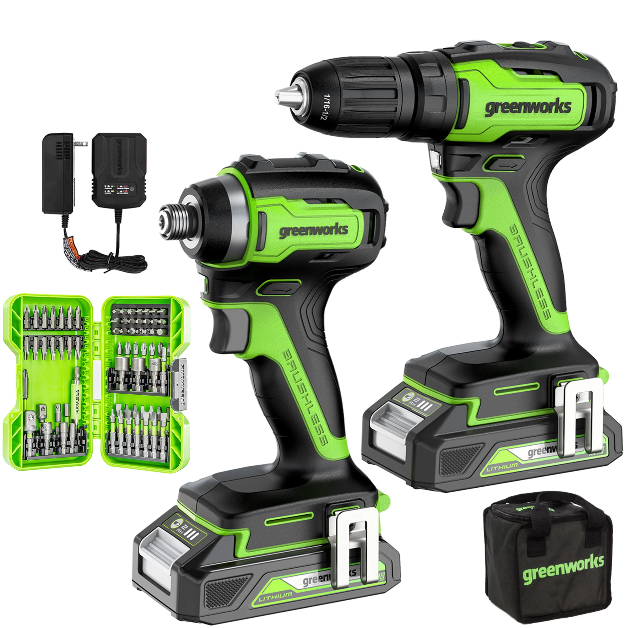 24V Cordless Battery Drill/Driver and Impact Driver + 70-pice IR Bit ...