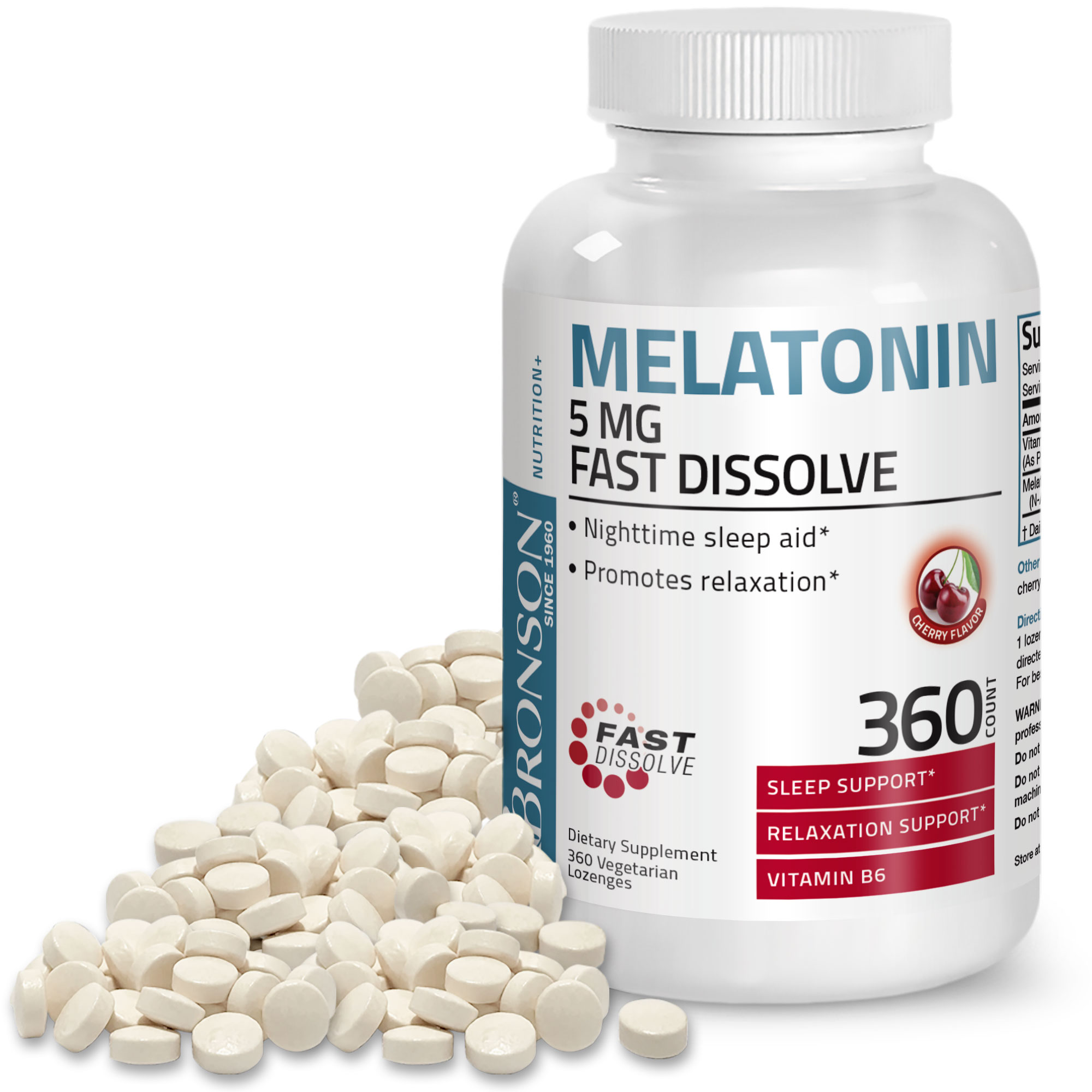 Bronson Melatonin 5mg Fast Acting Tablets with Vitamin B6 - Night Time ...
