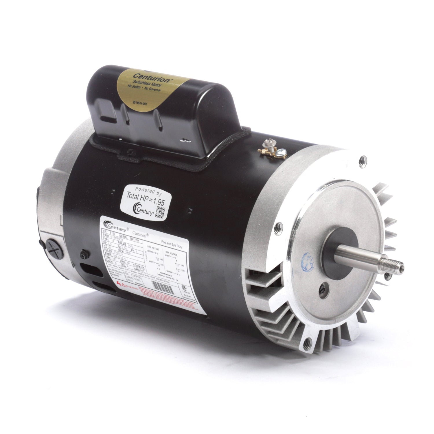 Century Motors B129 Centurion C-Face Pool And Spa Pump Motor 230/115 ...