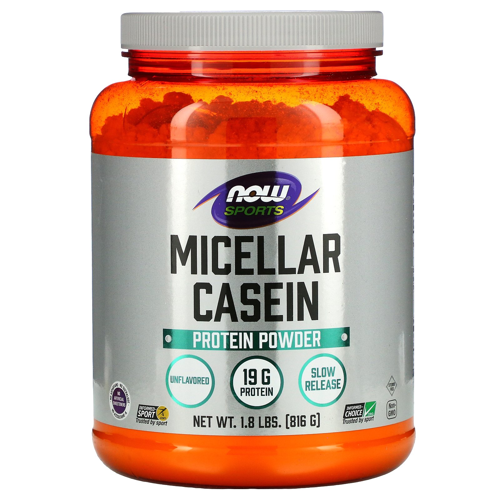 NOW Foods - NOW Sports Micellar Casein Protein Powder Unflavored - 1.8 ...