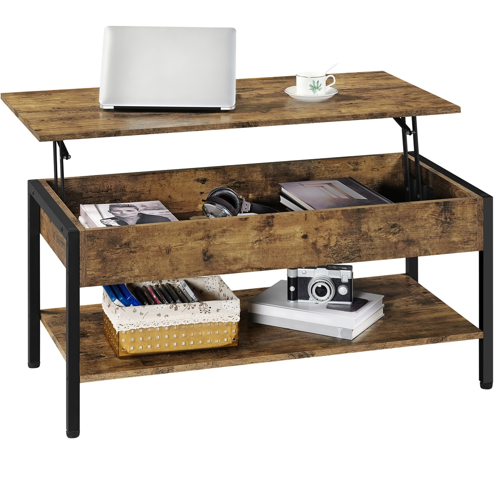 Yaheetech Industrial Lift Top Coffee Table with Pop Up Hidden ...