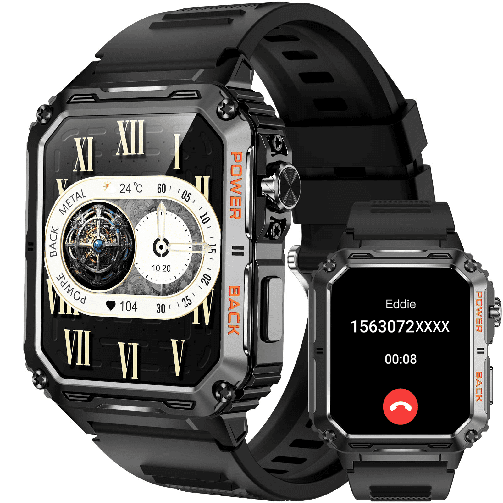 EIGIIS 8 Lighting Effects Military Smart Watch for Men 25 Days Battery ...