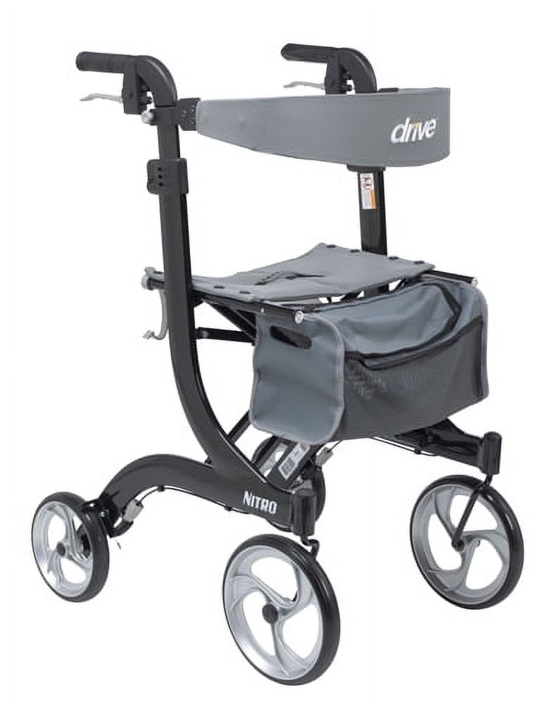 Nitro Aluminum Rollator Black Tall Height W/10 Casters - Overstock ...
