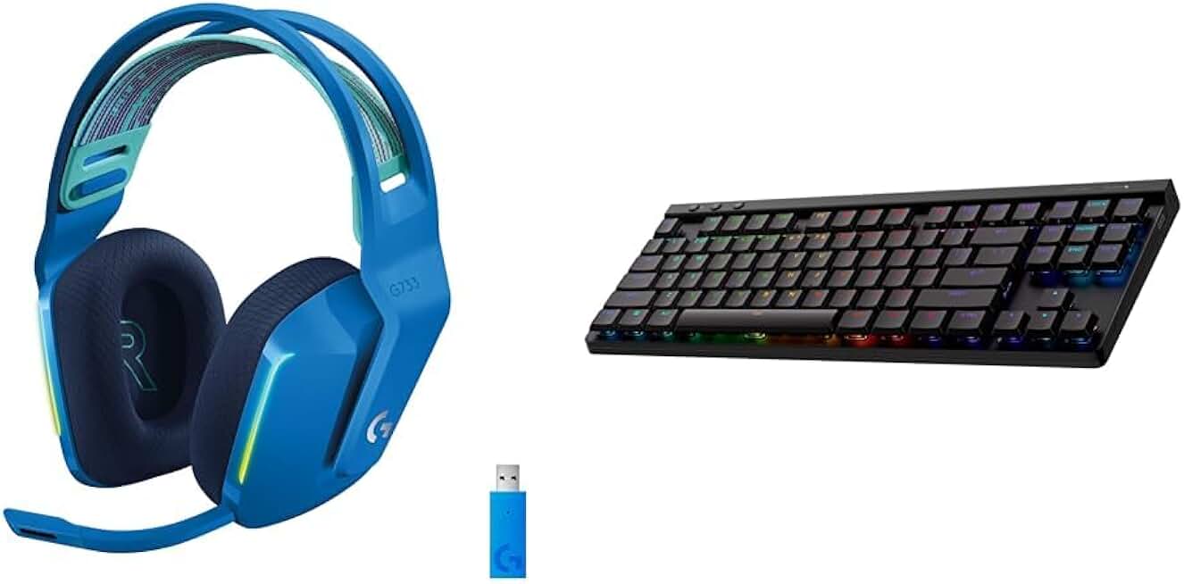 Logitech G733 Wireless Gaming Headset (Blue) + G515 TKL Wireless Gaming ...