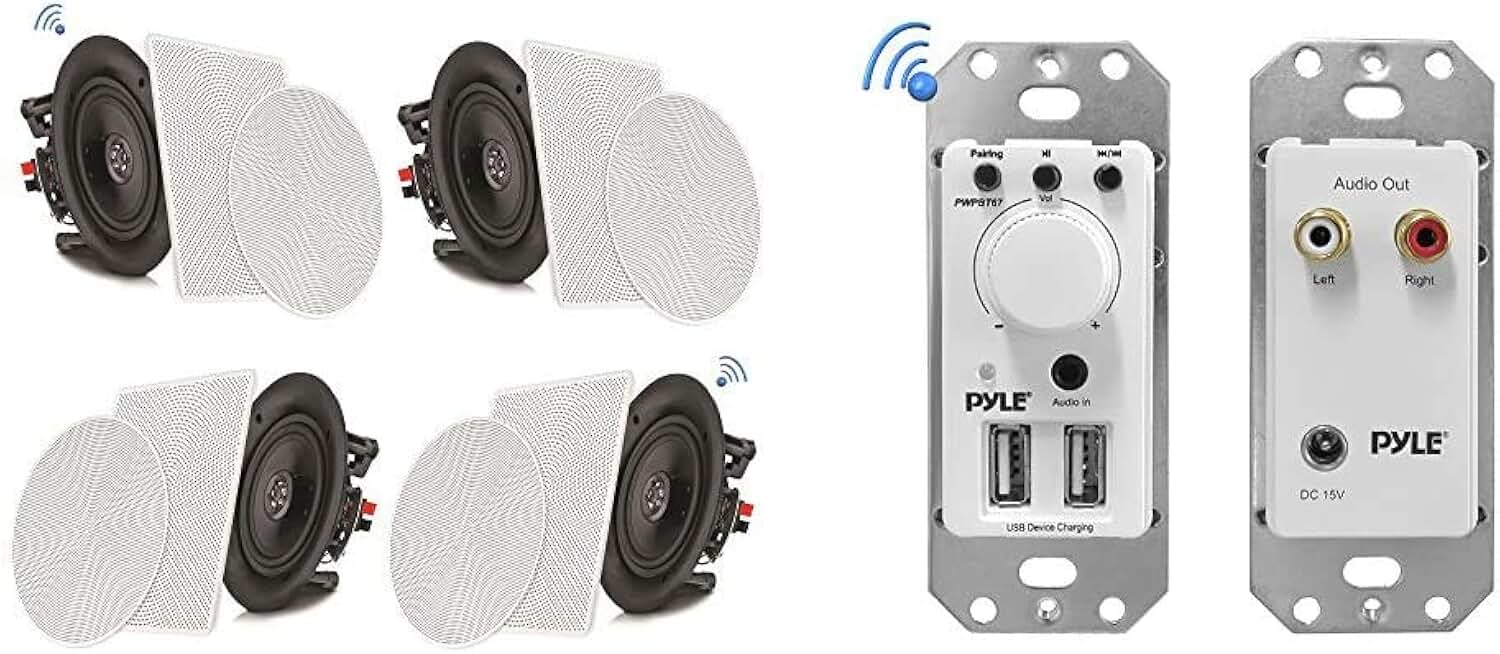 Pyle 8" 4 Bluetooth Flush Mount in-Wall in-Ceiling 2-Way Speaker System ...