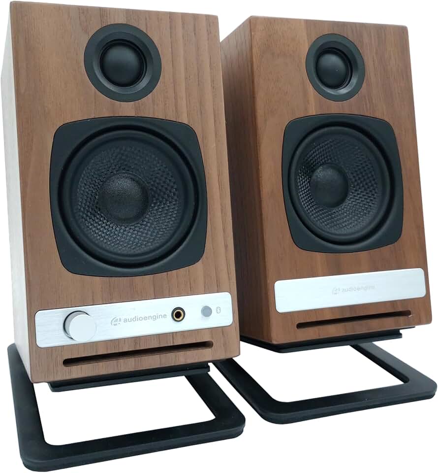 Audioengine A2 HD Walnut Computer Speakers and DS1M Metal Stands ...