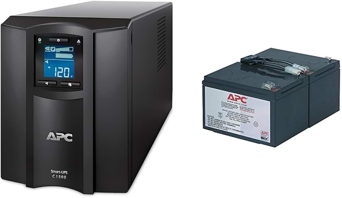 APC 1500VA Smart UPS Battery Backup with Replacement Batteries for ...