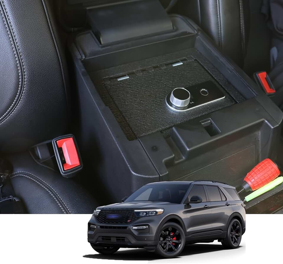 WASAI Center Console Gun Safe - Console Gun Vault Compatible with Ford ...