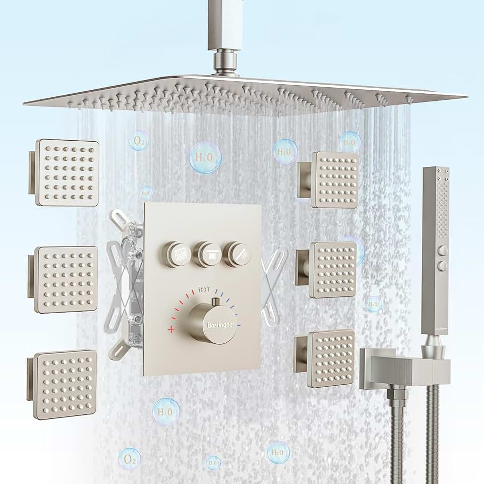 Shower System with Body Jets, 16 Inch Shower Jets System in Wall, with ...