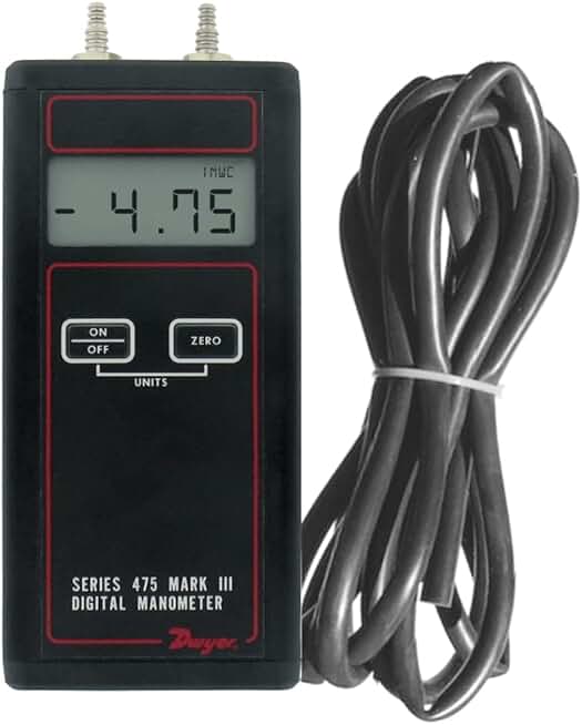 Dwyer 475-00-FM Digital Manometer + Tubing. Fast, Accurate Positive ...