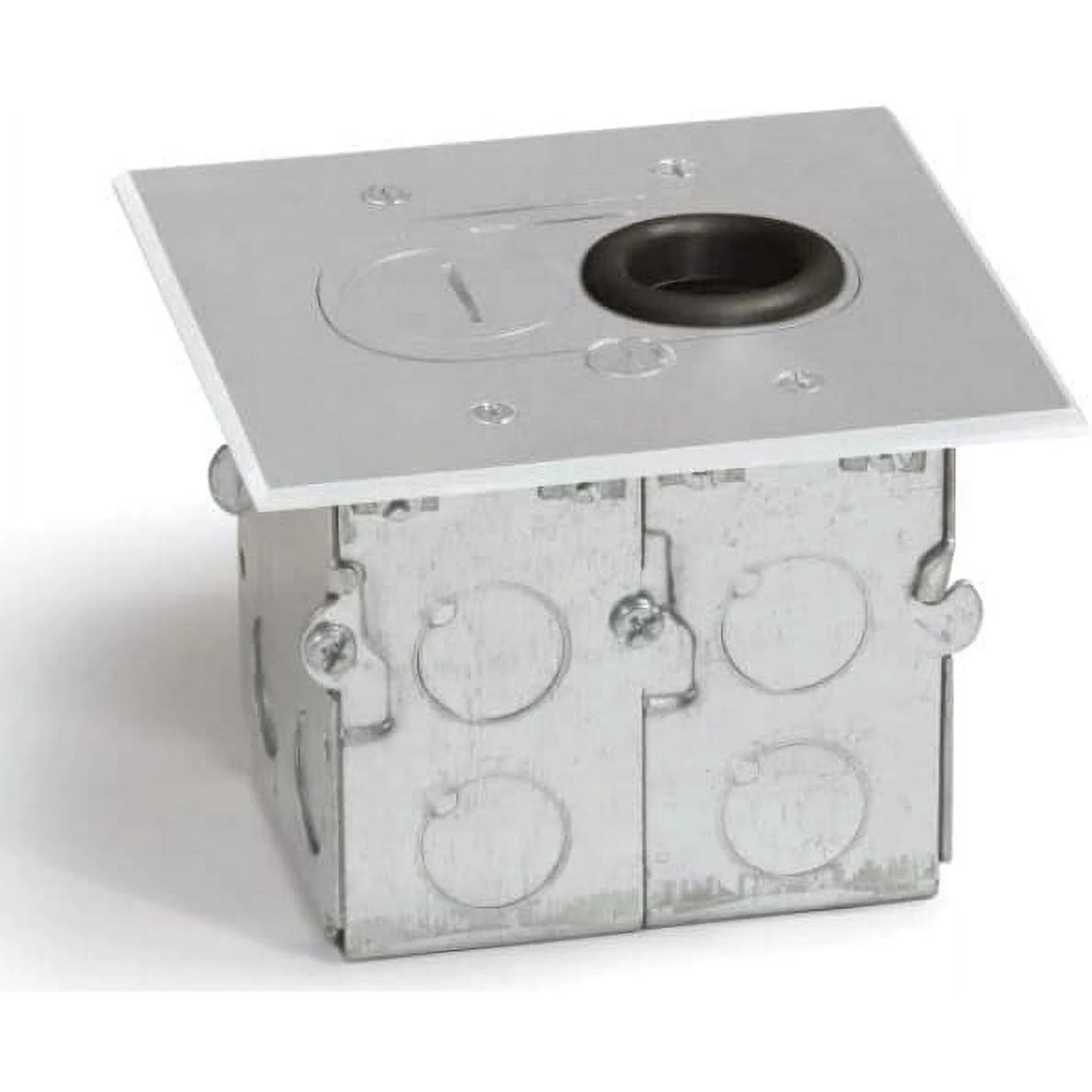 Concealed Plug Recessed Floor Box, One 15A Duplex, Plugs (Aluminum ...