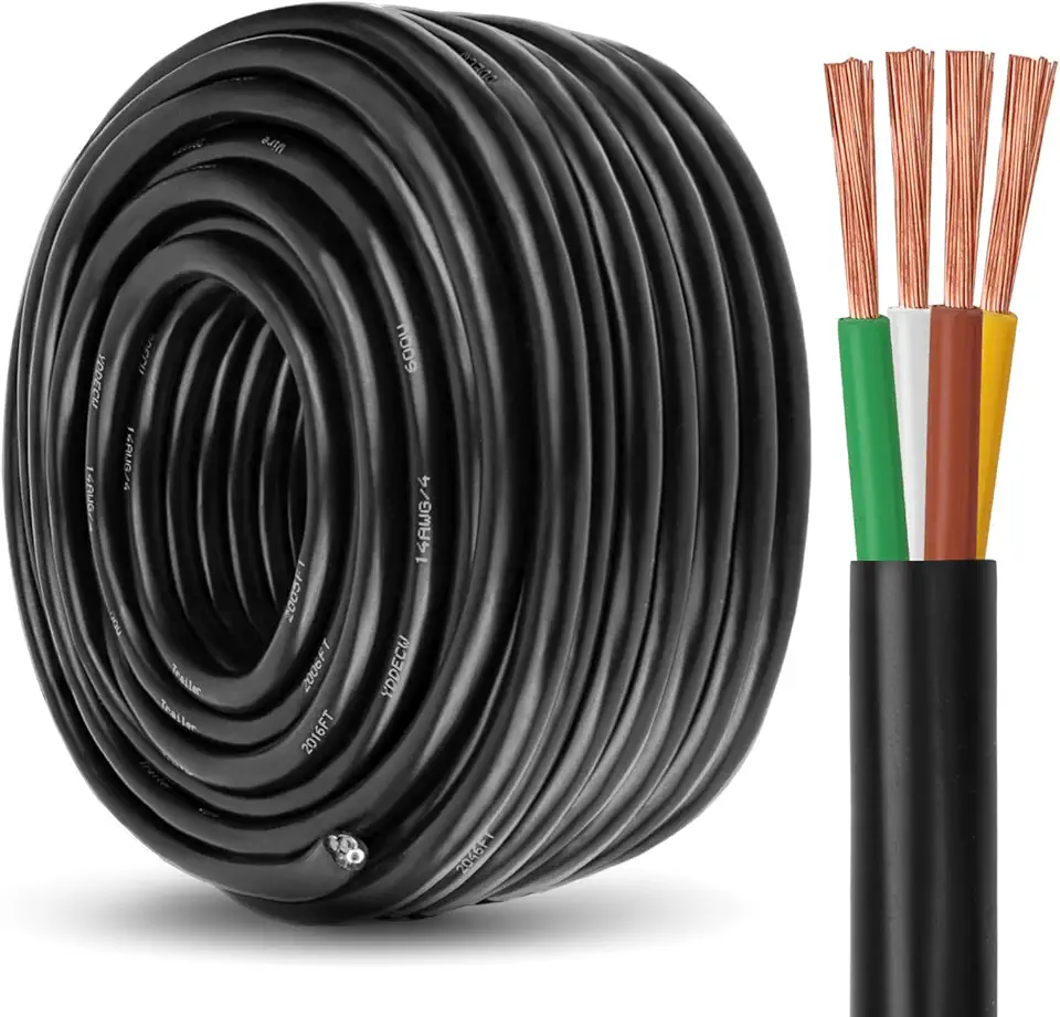 4 Way Trailer Wire - 14 Gauge 4 Conductor 200FT Pure Copper Heavy Duty ...