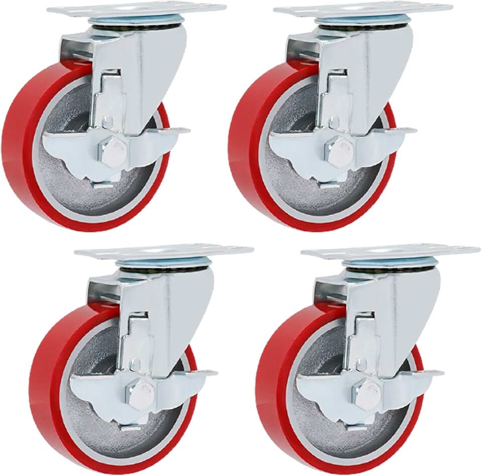 Heavy Duty Industrial Plate Castors Wheels Swivel Caster,4 Pack ...