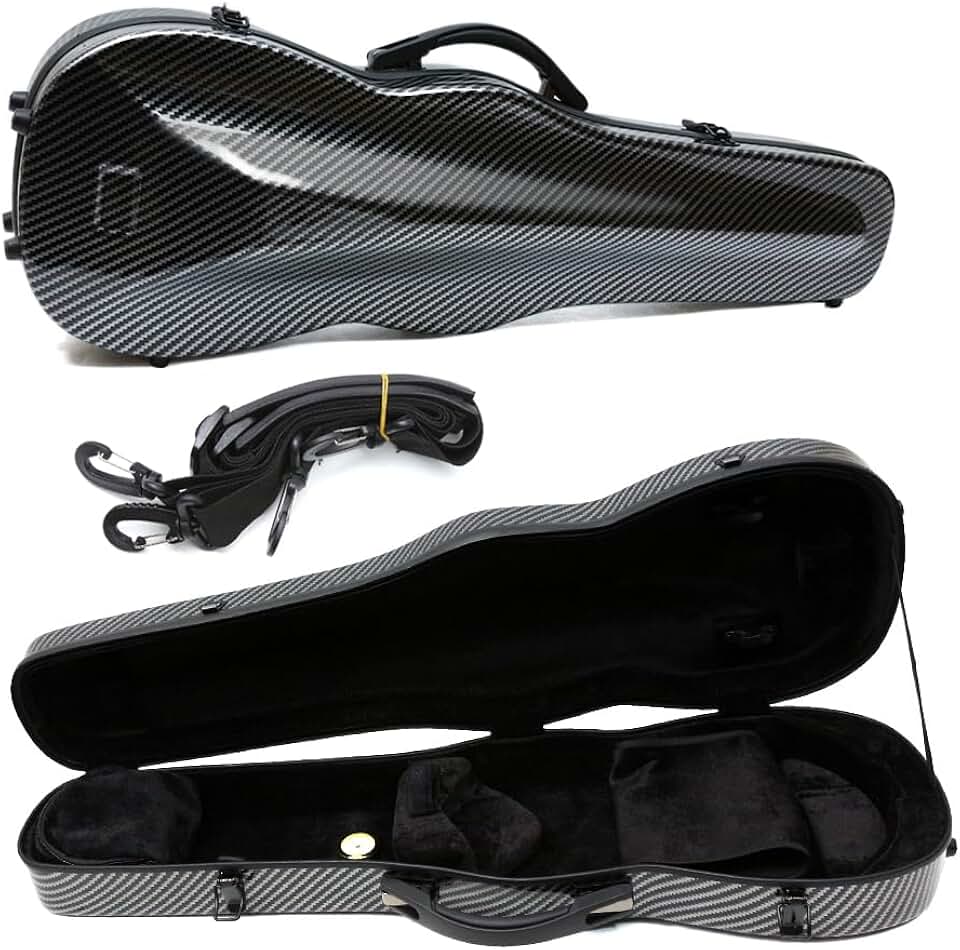 Hard Violin Case 4/4 Full Size Carbon Fiber Violin Box with reinforced ...