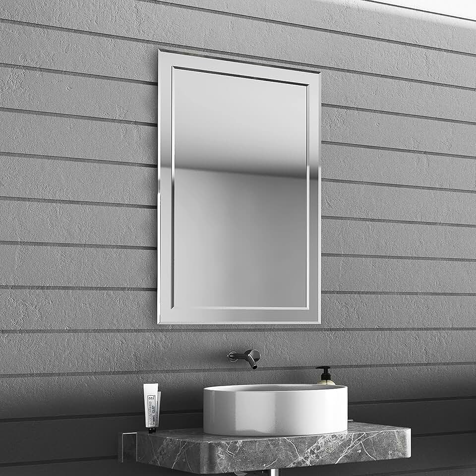 Frameless Rectangular Wall mounted Double- Layer Mirror Beveled Edge ...