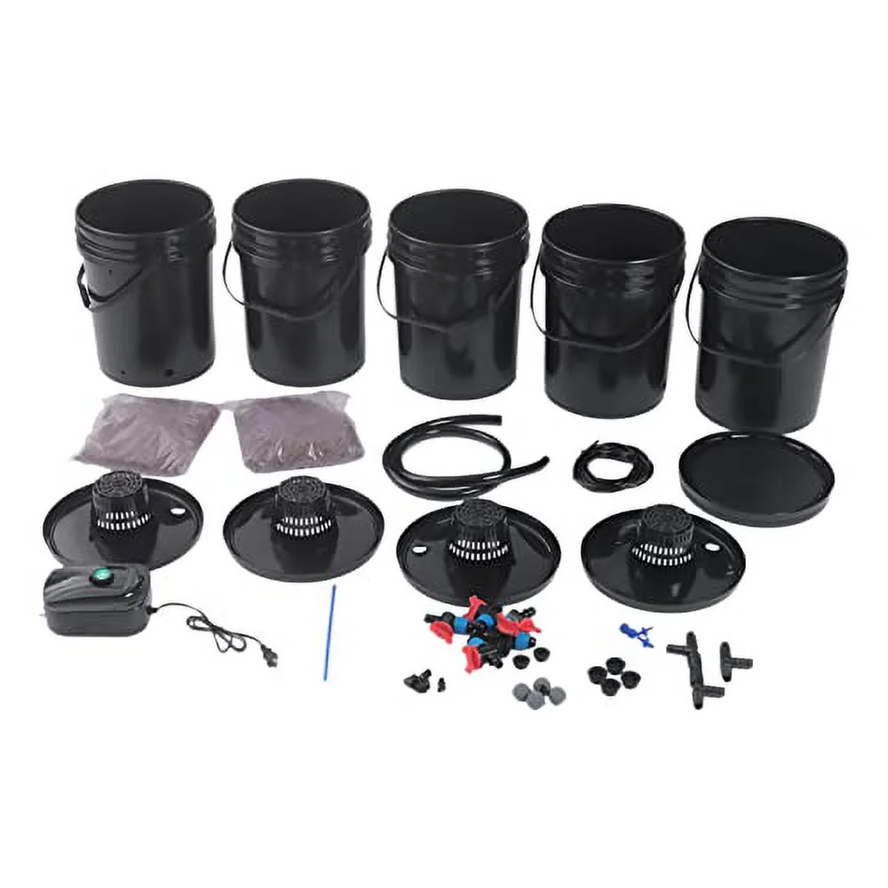 5 Hydroponic Buckets Kit 5.28 Gallon Deep Water Culture Hydroponics ...