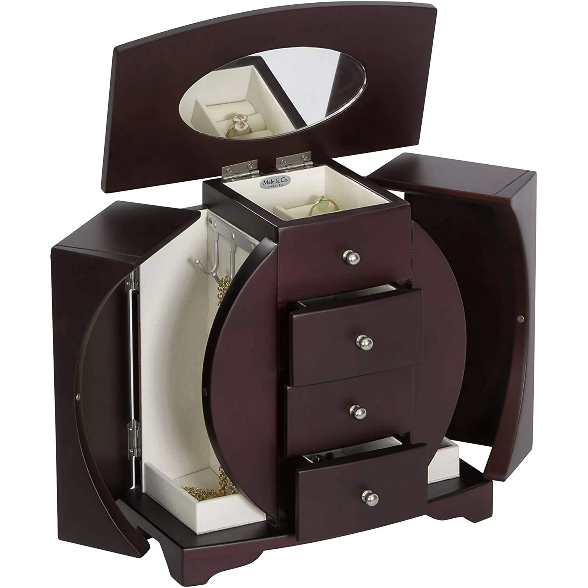 Mele & Co. Simone Wooden Jewelry Box, Ring, Necklace, and Earring ...
