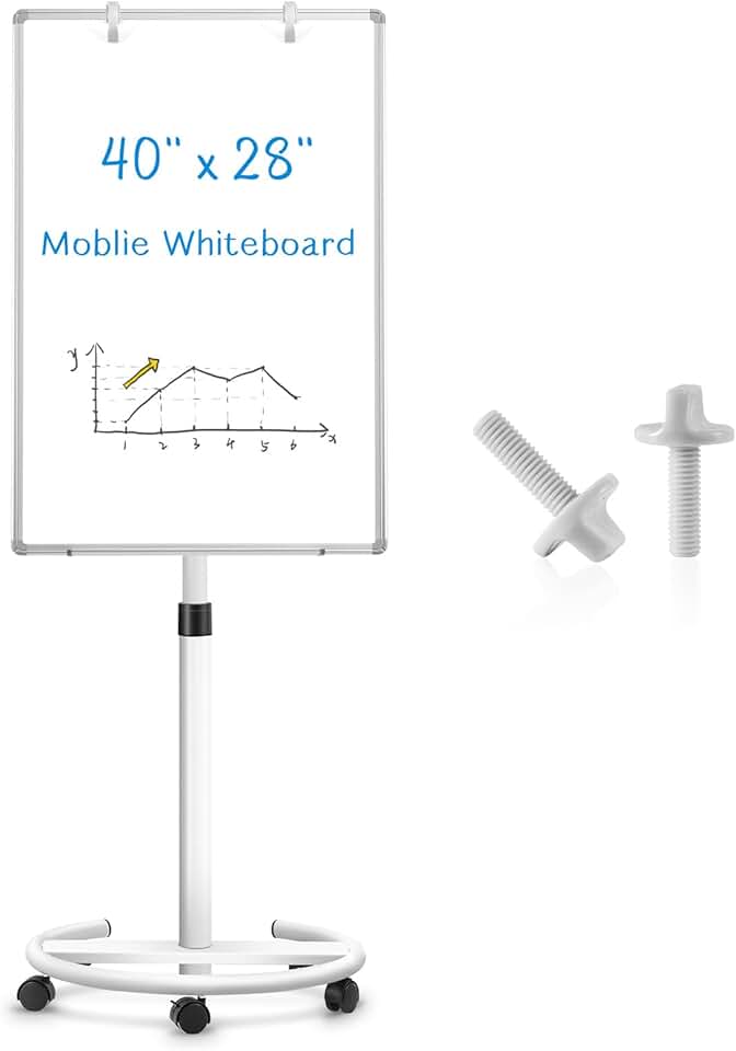Mobile Whiteboard, 40"x28" Magnetic White Board with Stand, Height ...