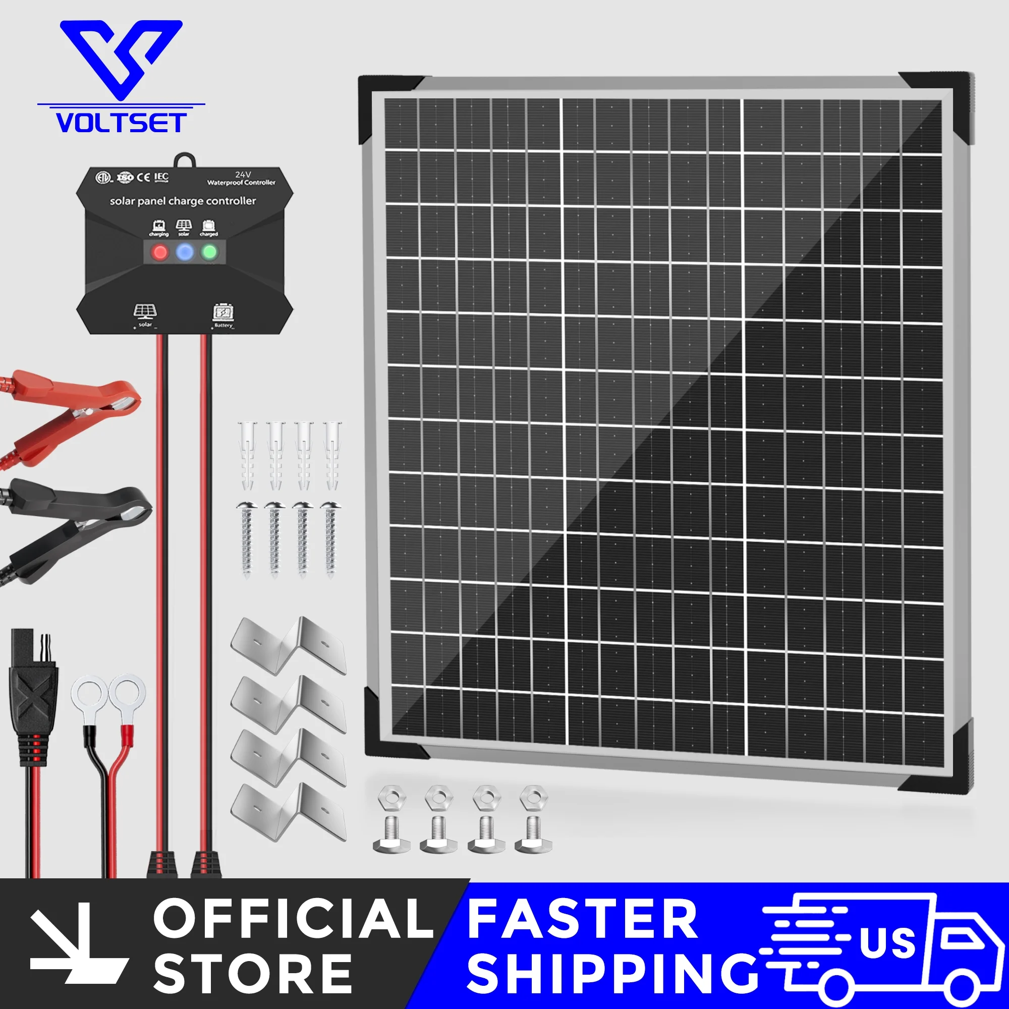 Voltset 50W Solar Battery Trickle Charger Maintainer + Upgrade 10A MPPT ...