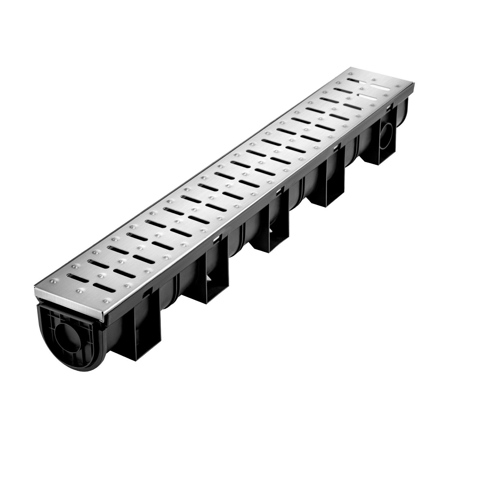 3 Pack Drainage Trench Driveway Channel Drain With Steel Grate 5.8x5.2 ...