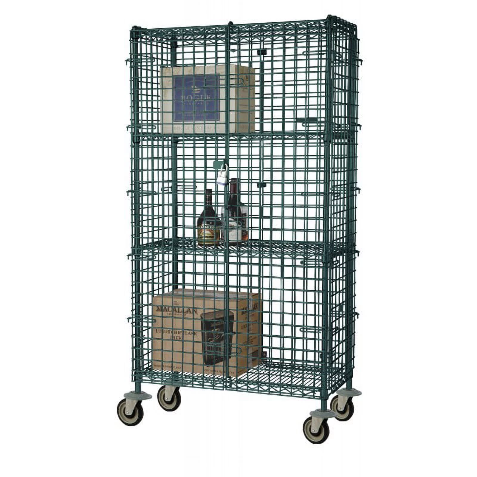 14" Deep x 48" Wide x 69" High Mobile Freezer Security Cage with 3 ...