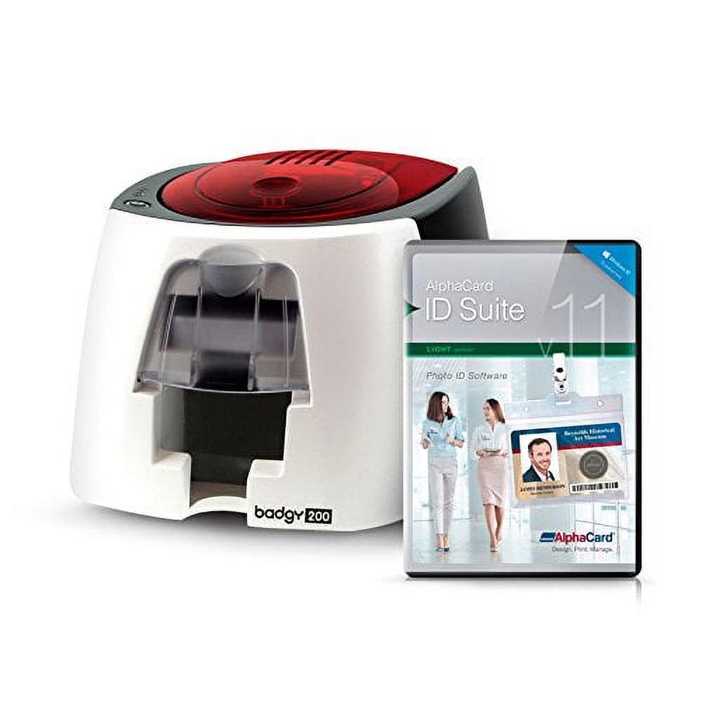 Evolis Badgy200 ID Card Printing Kit with AlphaCard ID Suite Software ...