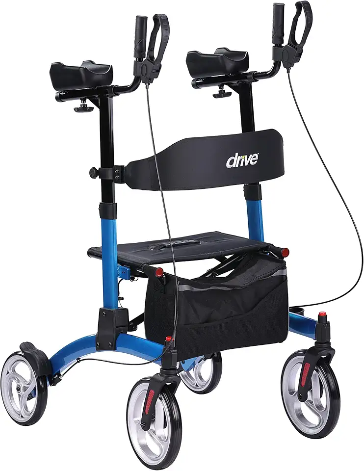 Drive Medical Elevate Upright Walker with Seat and Armrests, Standing ...