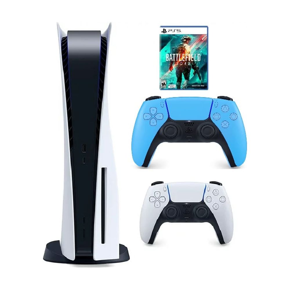Sony PlayStation 5 console with extra starlight blue Dualsense ...