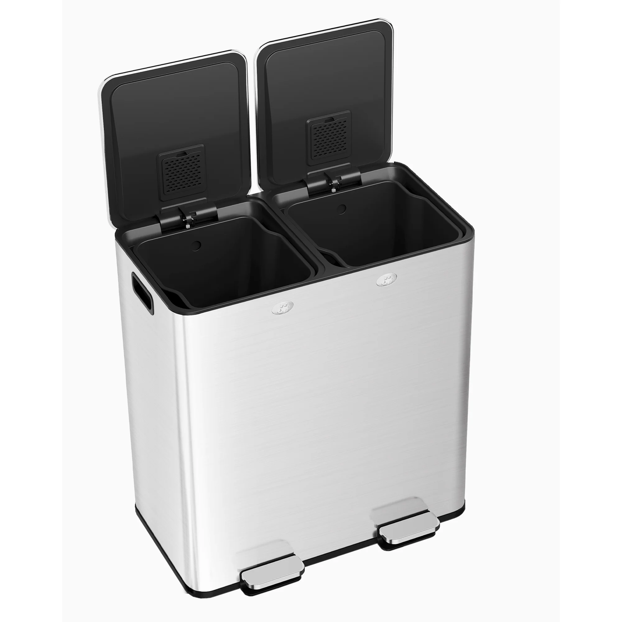 Kitchen Trash Can, 16Gal Garbage Can for Kitchen, 2 Compartments Trash ...