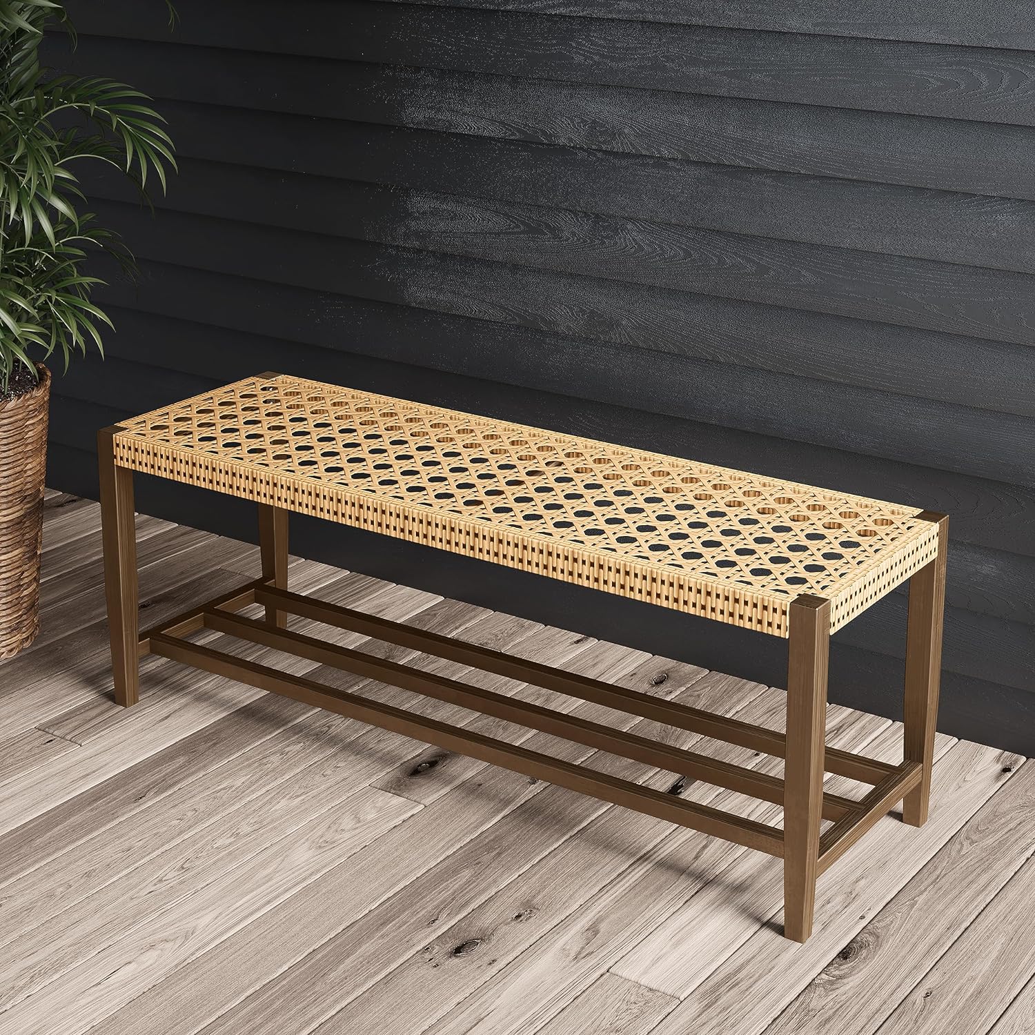 Grand Patio Indoor & Outdoor Wicker Bench for Entryway Porch All ...