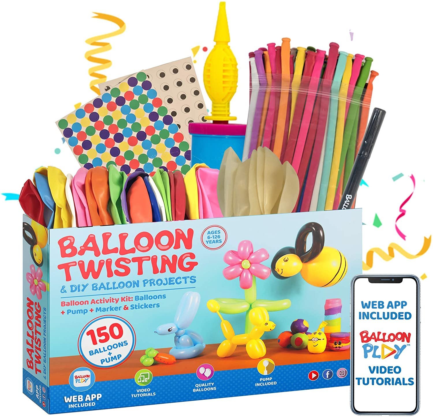 Deluxe Balloon Animal Kit with Web App | 150 Balloons + High Quality ...