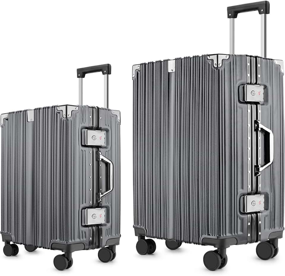 Hard Shell Zipperless Carry On Luggage Checked Suitcases,Aluminum Frame ...