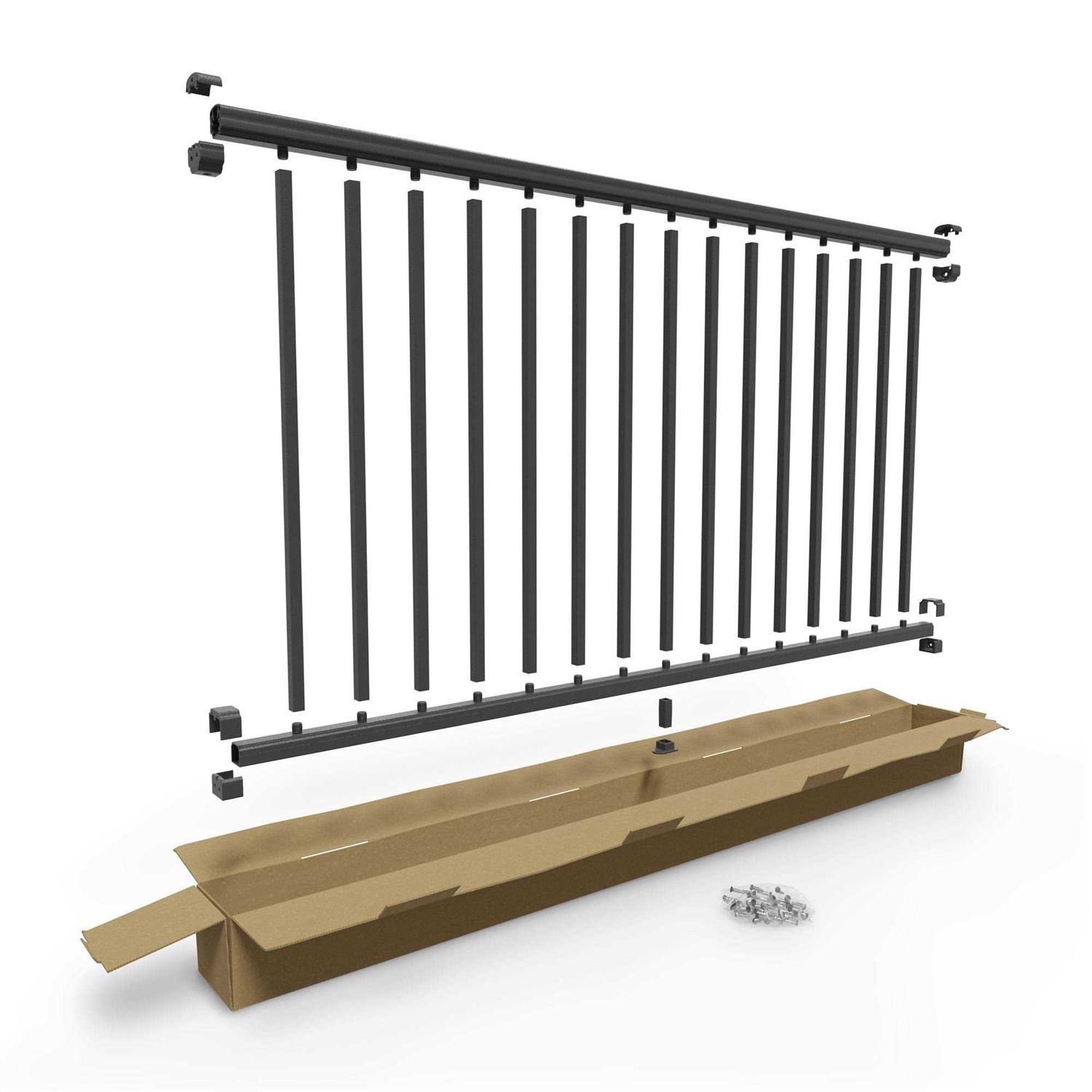 Ultra Max Adams 36 in. x 72 in. Textured Black Aluminum Railing Kit