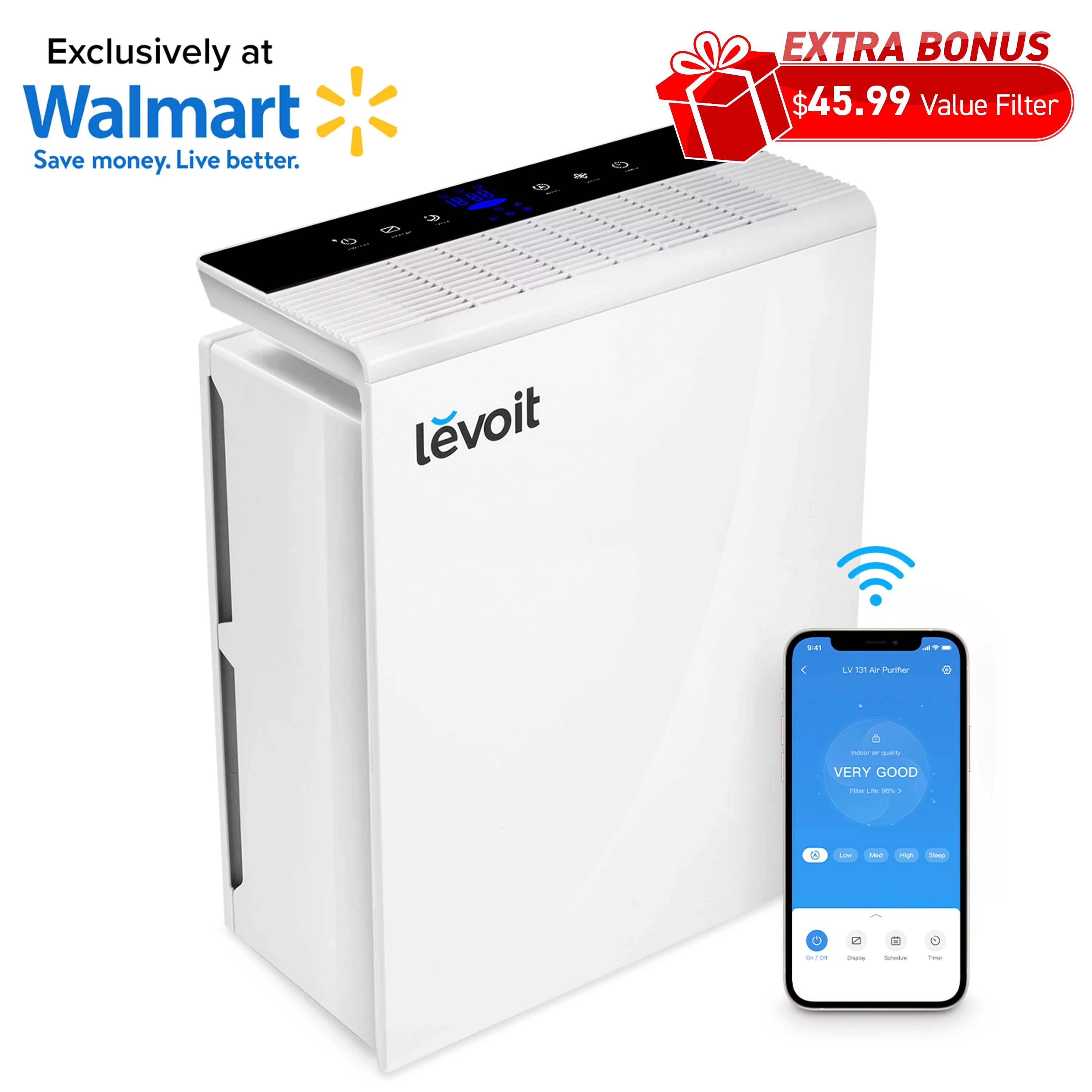 Levoit Smart Air Purifier LV-RH131S-WM, HEPA for Smoke & Odors, Bonus ...