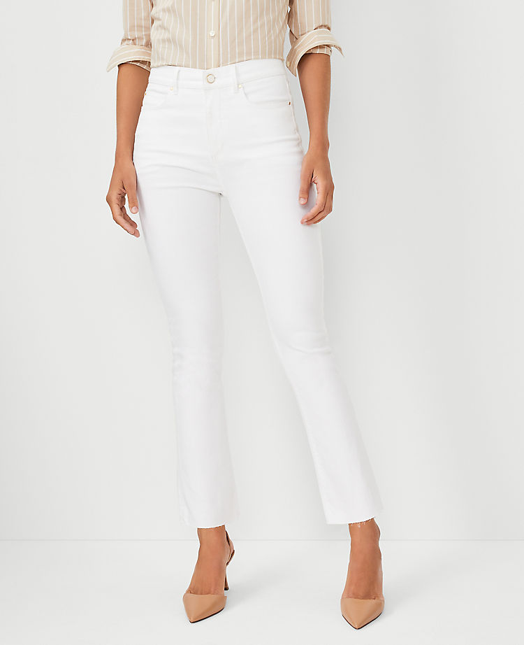 Ann Taylor Sculpting Pocket High Rise Boot Crop Jeans in White