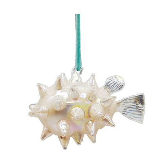 Outlet St. Nicholas Square® Glass Puffer Fish Ornament