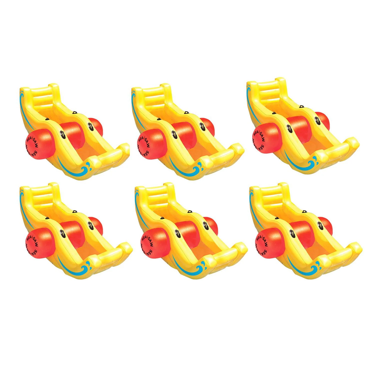 Swimline 9058 Swimming Pool Inflatable Sea-Saw Rocker Float Lounge (6 Pack)