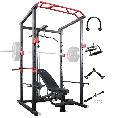 Power Cage with Lat Pulldown 1000 LBs Capacity Power Rack Weight Cage ...