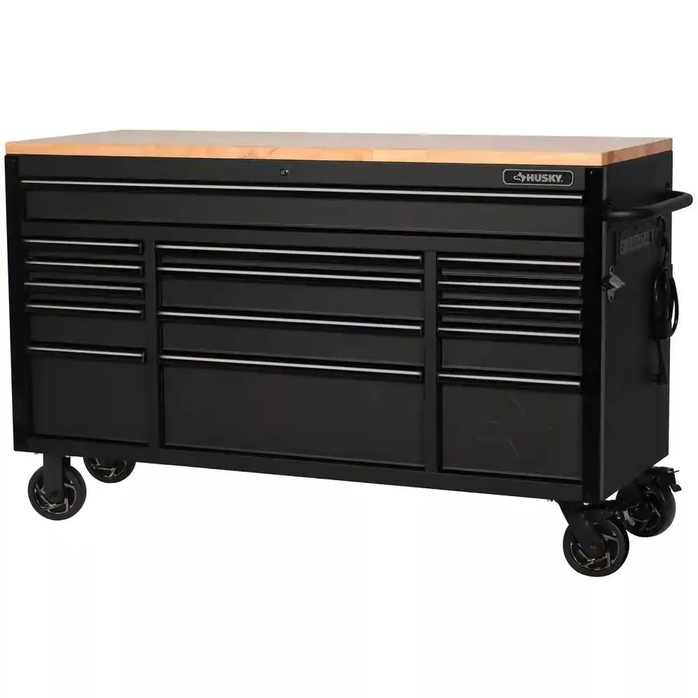 Husky Heavy Duty 61 in W x 23 in D 15Drawer Mobile Workbench with Solid ...