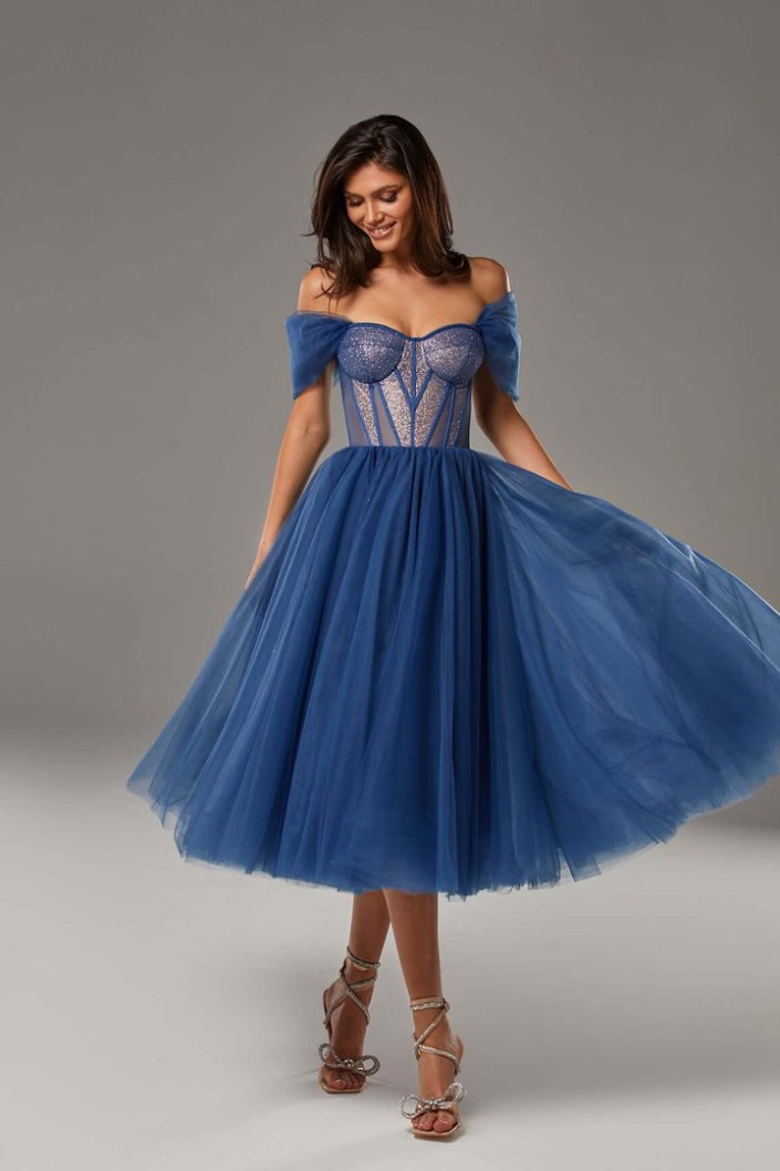 Sale Milla Dreamy Strapless Tulle Dress COLLECTIONS Blue #407EC9