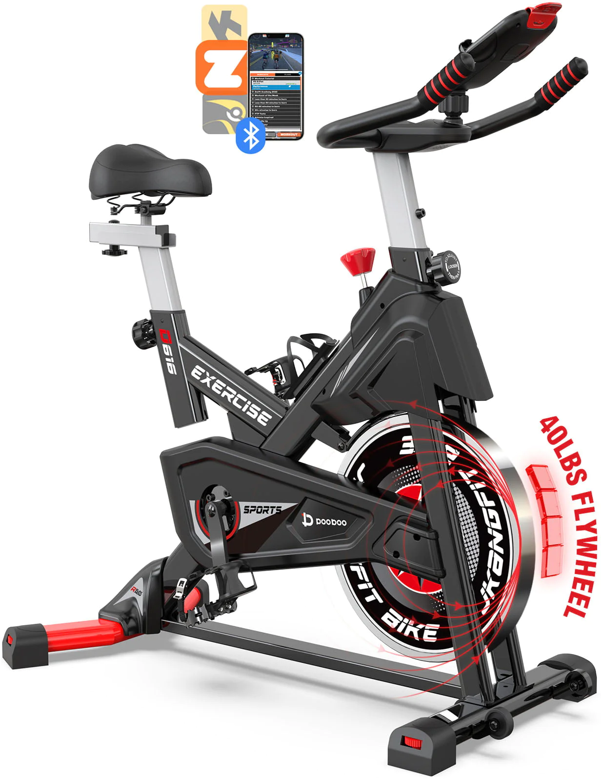 Pooboo Bluetooth Magnetic Exercise Bike Indoor Cycling Bike Stationary ...