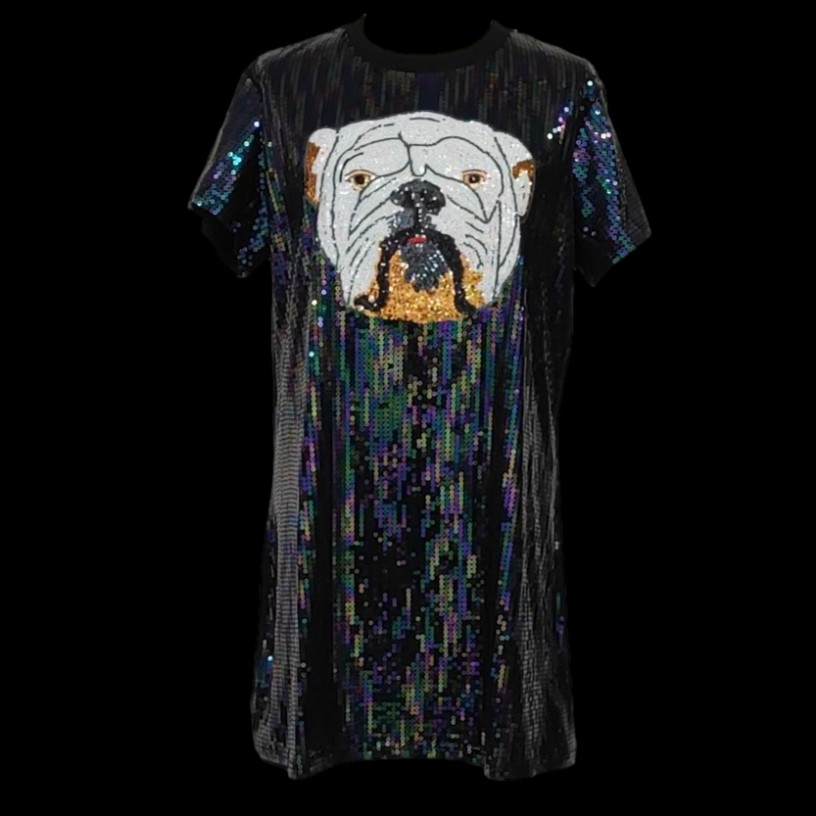 Outlet Queen Of Sparkles Black Full Sequin Bulldog Dress Black