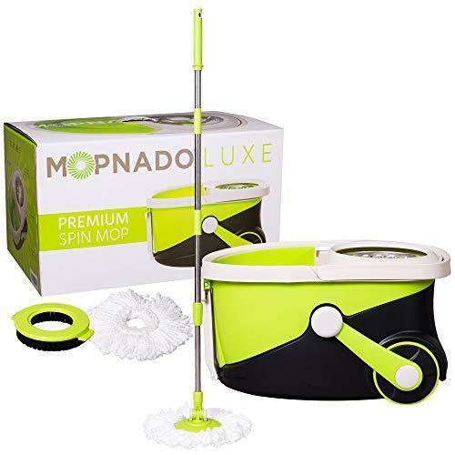 MOPNADO Deluxe Stainless Steel Rolling Spin Mop System with 2 ...