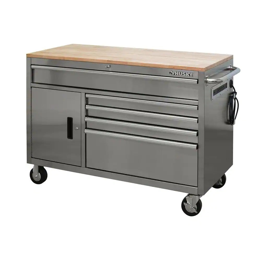 52 in W 5Drawer 1Door Deep Tool Chest Mobile Workbench in Stainless ...