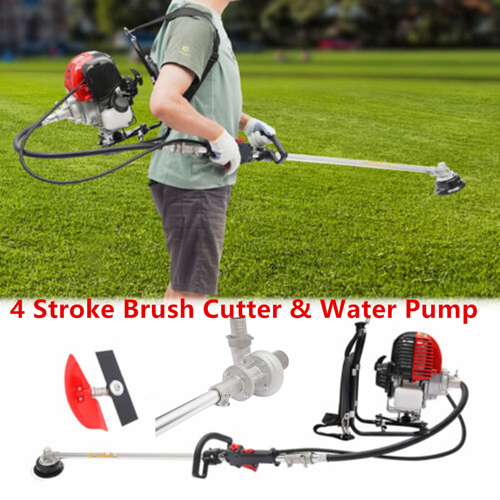 Miumaeov 2 in 1 Backpack Brush Cutter 750W 4-Stroke Backpack Gasoline ...