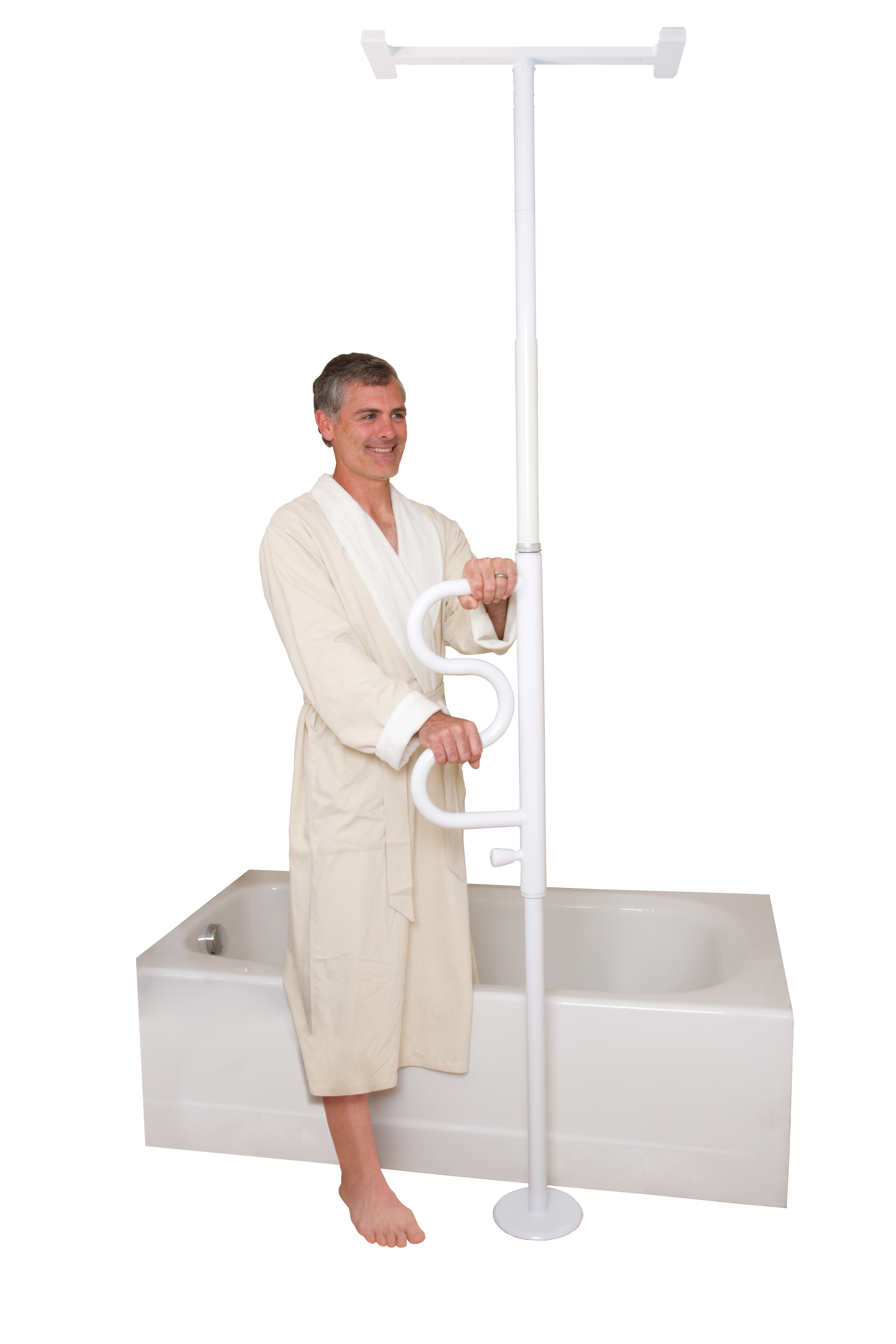 Stander Security Pole and Curve Grab Bar, Bathroom Safety Rail for ...