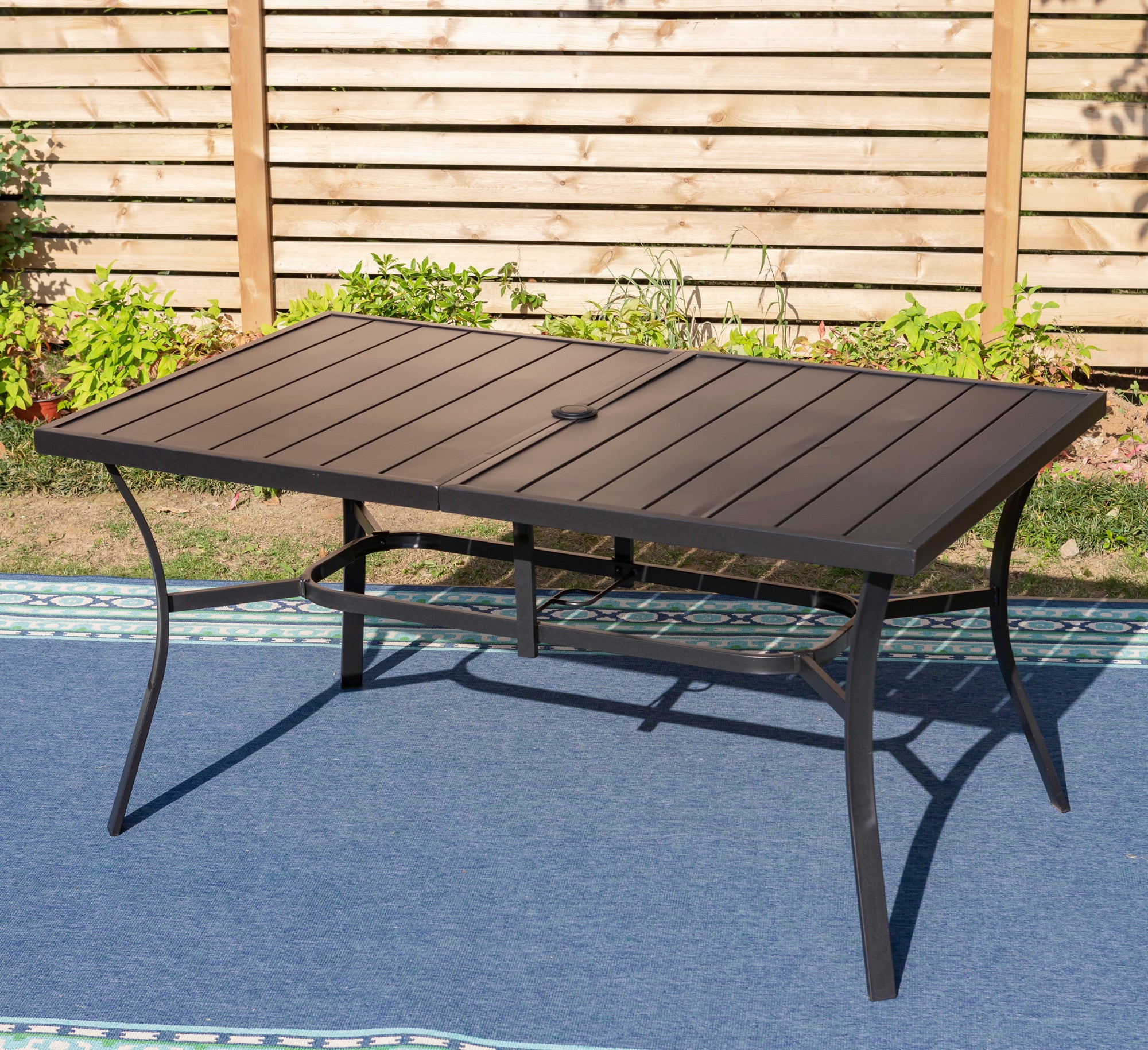 Sophia & William 6-seat Outdoor Metal Table with Adjustable Umbrella ...