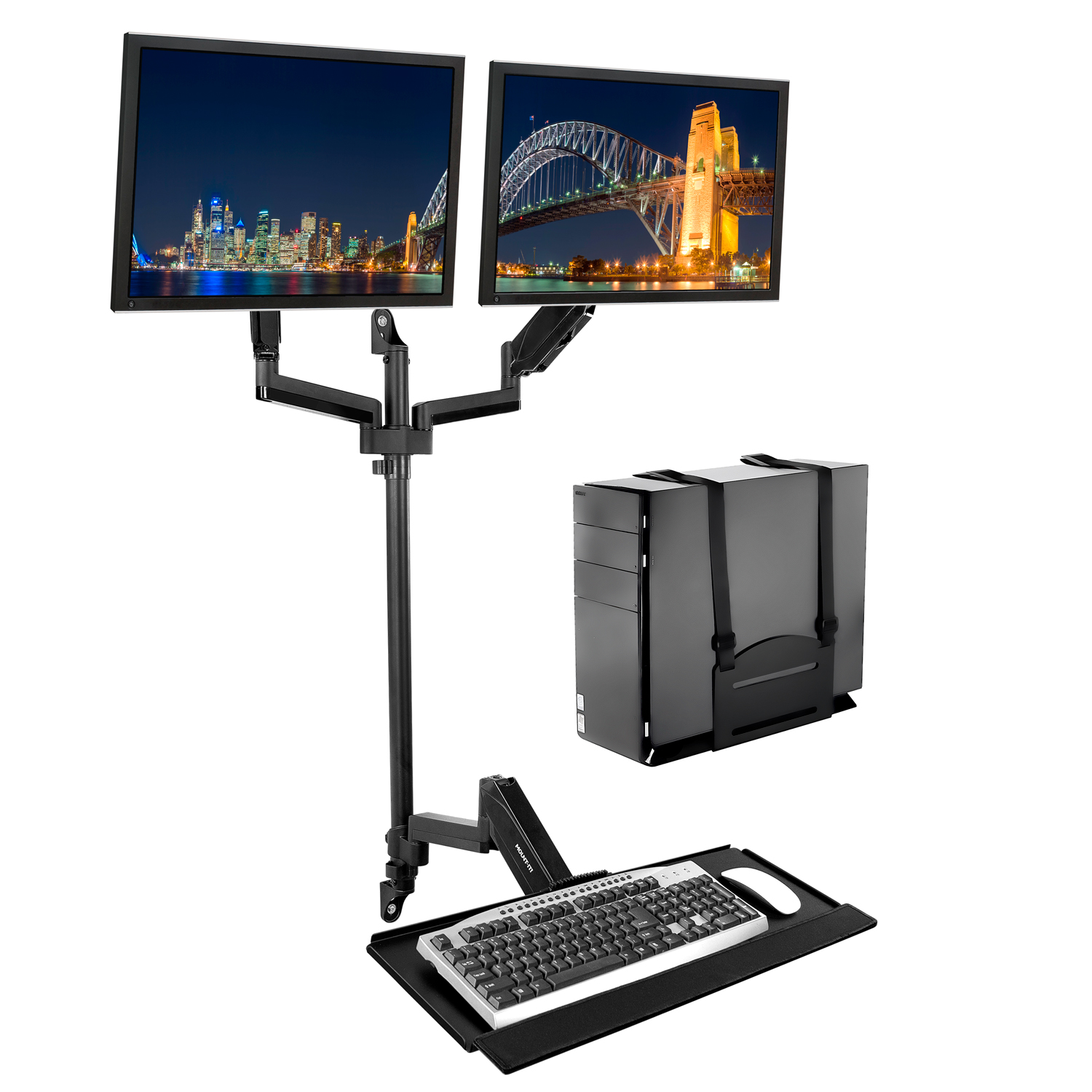 Mount-It! Dual Monitor Wall Mount Workstation | Fits 13-32 Inch ...