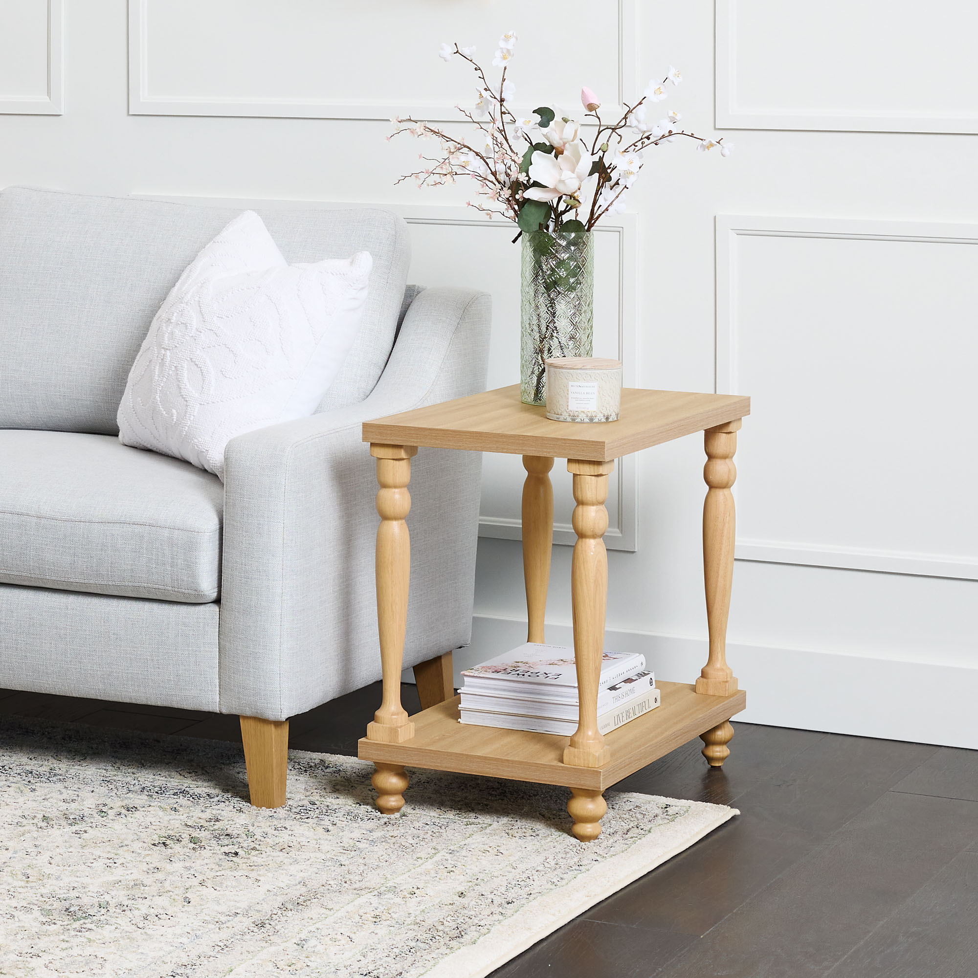 My Texas House Abbott Wood Side Table, Light Oak - Texas Outlet