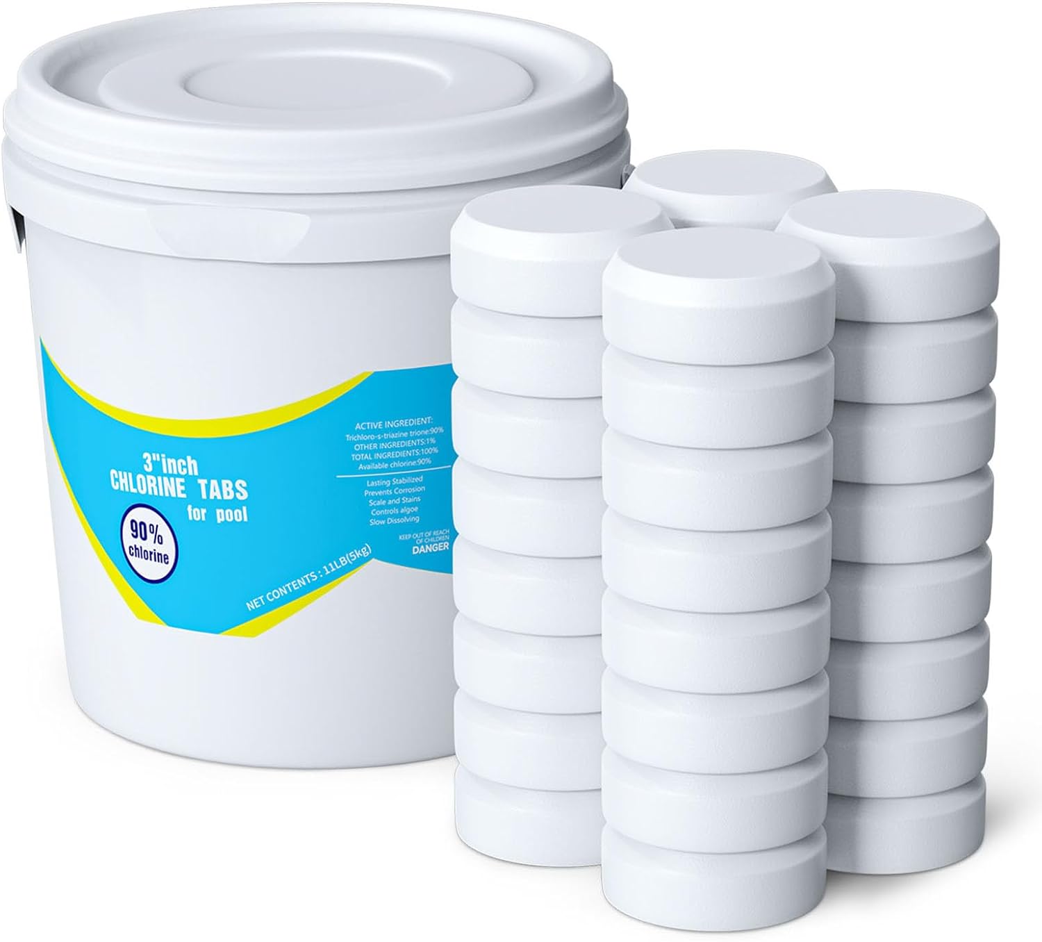 11 lb 3 inch Chlorine Tablets Lasting Slow Dissolving for Swimming ...